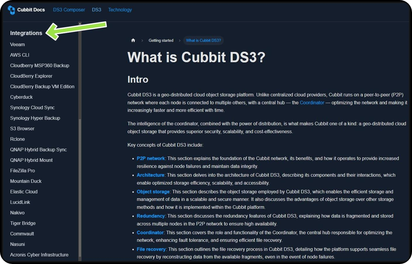 Cubbit DS3 Integrations